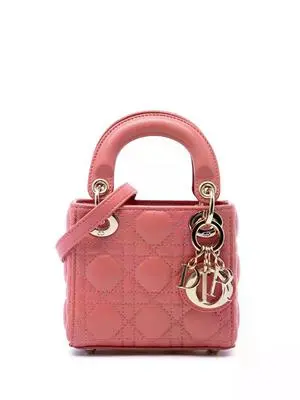 Dior Christian Dior Micro Lambskin Cannage Lady Dior Satchel Pink