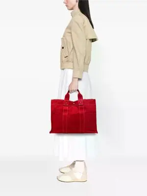 Hermès 2000-2010 Canvas Sac Deauville Mm Tote Bag - Red