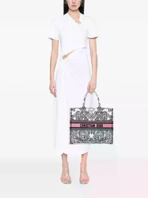 Dior Large Embroidered Canvas Butterfly Around The World Book Tote Bag - White