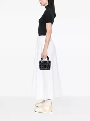 Dior 2020 Mini Satin Cannage Embellished Lady Satchel - Black