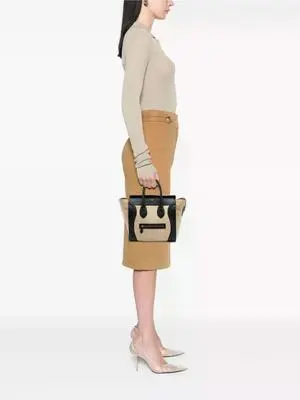 Celine 2010 Mini Bicolor Leather Luggage Tote Bag