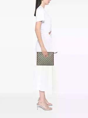 Gucci Gg Supreme Retro Interlocking G Clutch Bag - Neutrals