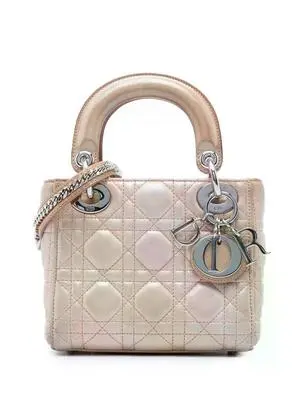 Dior Iridescent Lambskin Cannage Lady Satchel - Pink