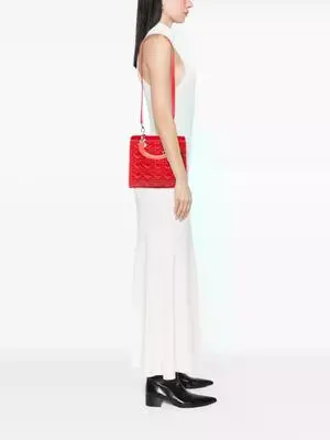 Dior 2012 Medium Patent Cannage Lady Satchel - Red