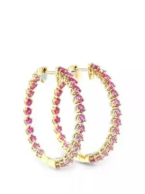 LISA NIK Rainbow Sapphire Hoop Earrings - Gold