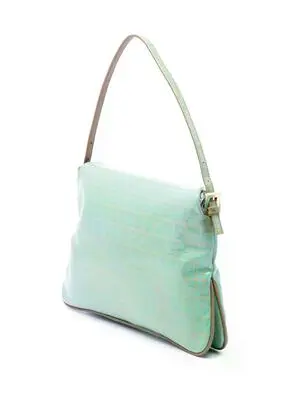 Fendi 2001 Zucchino Crystal Double Flap Shoulder Bag