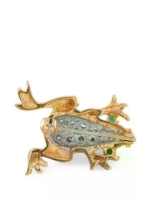 LB EXCLUSIVE 14k Yellow Diamond And Emerald Frog Brooch