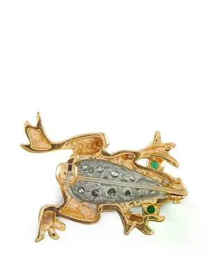 LB EXCLUSIVE 14k Yellow Diamond And Emerald Frog Brooch