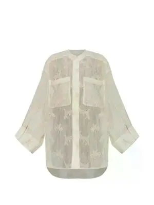 Munthe Embroidered Sheer Shirt - Neutrals