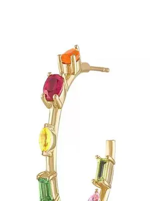 EDEN PRESLEY Mini Goddess Multi-stone Hoop Earrings