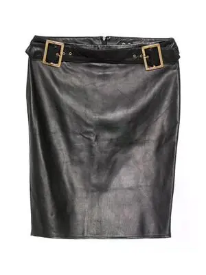Dolce & Gabbana 2000s Belted Leather Skirt - Black