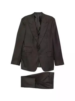 TOM FORD Houndstooth-pattern Single-breasted Suit - Brown