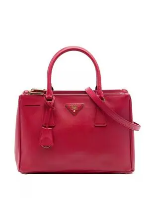 Prada 2010-2026 Medium Saffiano Lux Galleria Double Zip Satchel - Red