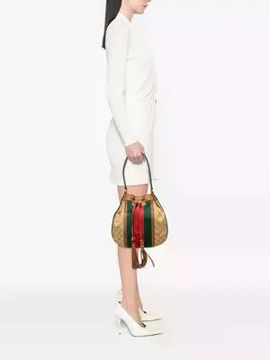 Gucci Gg Canvas Web Rania Drawstring Hobo Bag