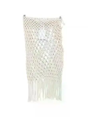 THE FRANKIE SHOP Macramé Fringed Midi Skirt - Neutrals