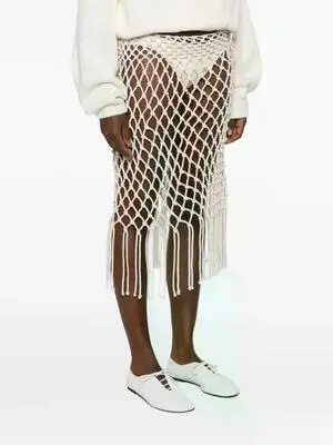 THE FRANKIE SHOP Macramé Fringed Midi Skirt