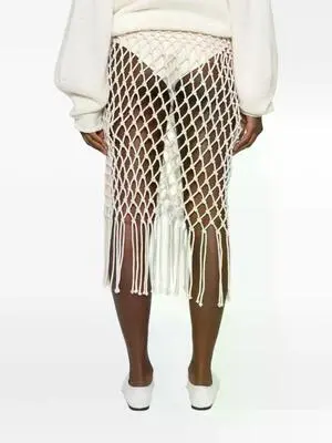 THE FRANKIE SHOP Macramé Fringed Midi Skirt