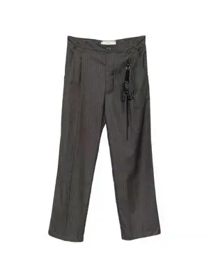 SONG FOR THE MUTE Charcoal Stripe Pattern Wide Leg Trousers - Grey