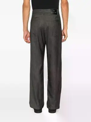 SONG FOR THE MUTE Charcoal Stripe Pattern Wide Leg Trousers