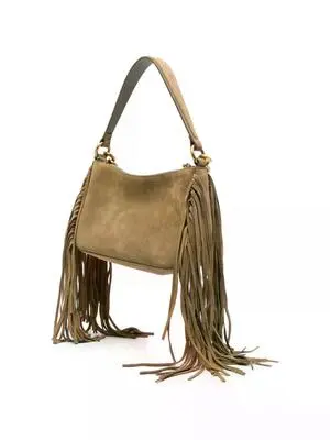 TWINSET Fringe Trim Suede Tote Bag - Green