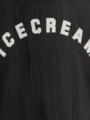 ICECREAM College Logo-print Striped-trim T-shirt - Black