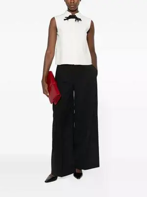 Giorgio Armani Sleeveless High Neck Bow Detail Shirt - Neutrals