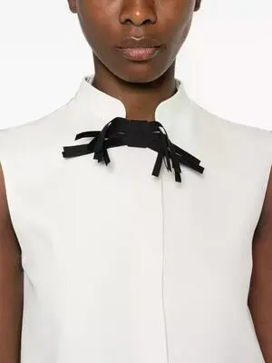 Giorgio Armani Sleeveless High Neck Bow Detail Shirt - Neutrals