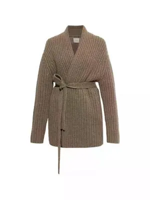 LISA YANG Jacqueline Belted Waffle-knit Cardigan - Brown