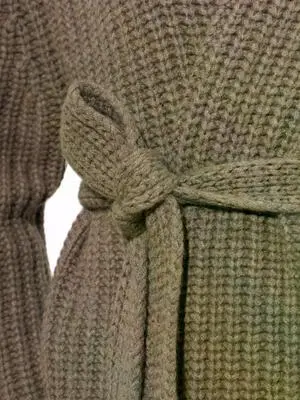LISA YANG Jacqueline Belted Waffle-knit Cardigan - Brown