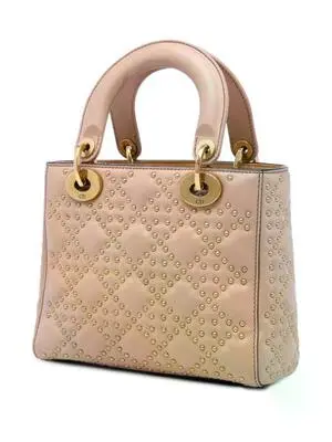 Dior Lambskin Cannage Studded Lady Satchel - Pink