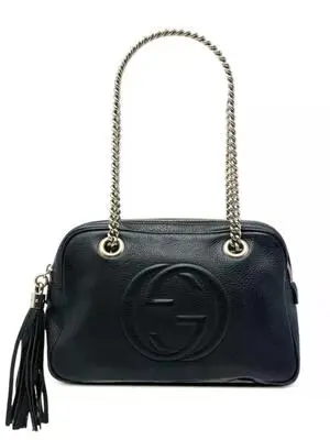 Gucci Leather Soho Chain Zip Shoulder Bag - Black