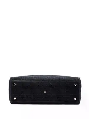 Dior Embroidered Canvas Cannage Lady D Lite Satchel - Black