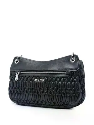 Miu Miu Matelassé Nappa Crystal Flap Crossbody Bag - Black