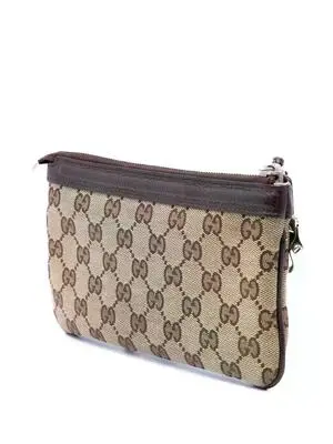 Gucci Gg Canvas Horsebit Wristlet Pochette Clutch Bag