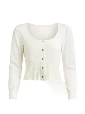 FRACOMINA Puff Sleeve Cardigan With Ribbed Hem