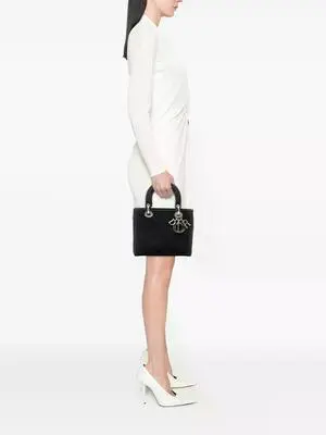 Dior Lady D-lite Embroidered Canvas Satchel - Black
