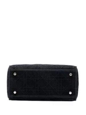 Dior Medium Embroidered Canvas Cannage Lady D Lite Satchel - Black