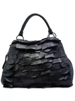 Miu Miu 2010 Nappa Tiered Ruffle Tote Bag - Black