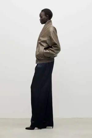 Victoria Beckham Zana Leather Bomber Jacket