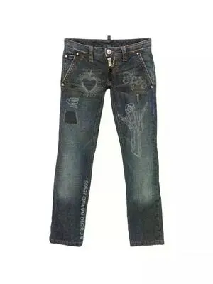 Dsquared2 2000s Graphic Print Straight Leg Jeans
