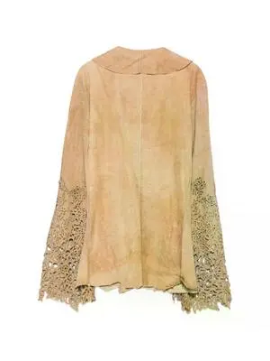 Roberto Cavalli 2000s Laser-cut Suede Ruffled Jacket