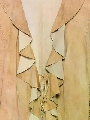 Roberto Cavalli 2000s Laser-cut Suede Ruffled Jacket