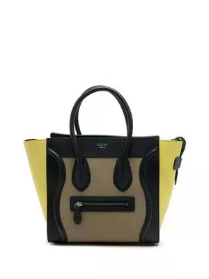 Celine Micro Luggage Tricolor Leather Tote Bag - Brown