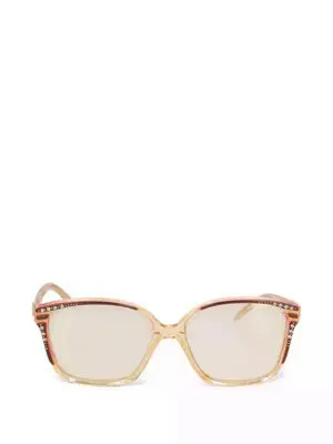 Vintage Embellished Square-frame Sunglasses - Neutrals