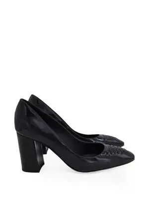 Bottega Veneta Woven Leather Block Heel Pumps