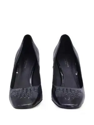 Bottega Veneta Patent Leather Intrecciato Block Heel Pumps