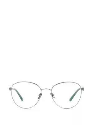 Giorgio Armani Logo-plaque Round-frame Eyeglasses - Silver
