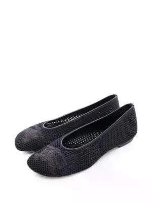 Burberry Mesh Embroidered Ballet Flats - Black