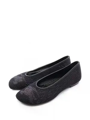 Burberry Mesh Embroidered Ballet Flats - Black