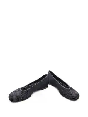 Burberry Mesh Embroidered Ballet Flats - Black